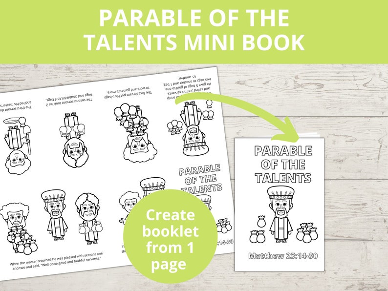 Parable of the Talents, Jesus Parables, Bible Story Activity, Mini Book ...