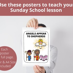 Angels Appear to Shepherds Posters, Bible Poster, Nativity Coloring ...