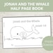 Jonah and the Whale, Sunday School Activities, Bible Story Coloring ...