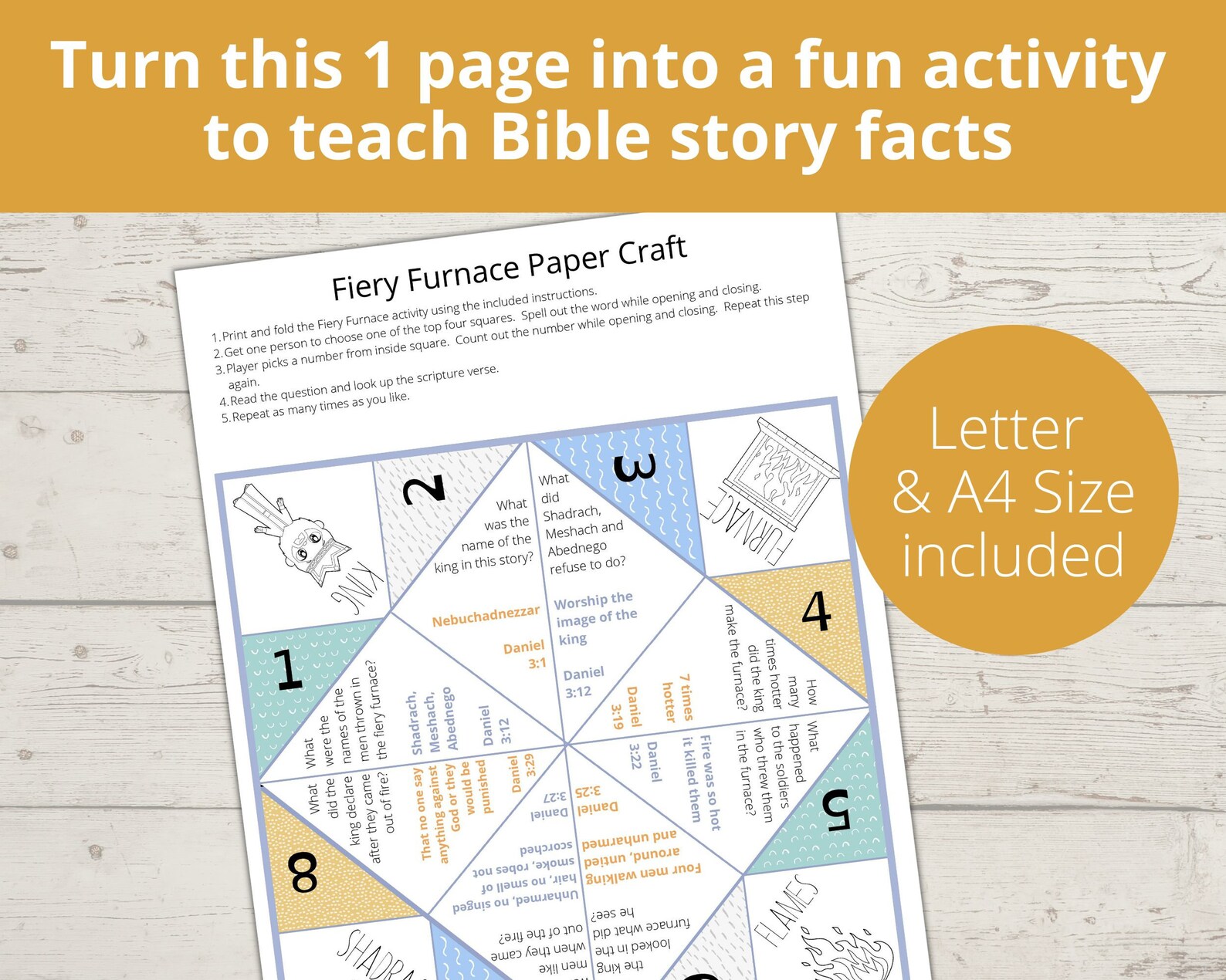Fiery Furnace Bible Story Activity Sunday School Craft - Etsy Canada