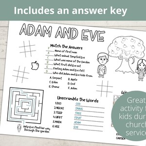 Adam and Eve Craft, Bible Activity, Church Kids Activity, Sunday School ...