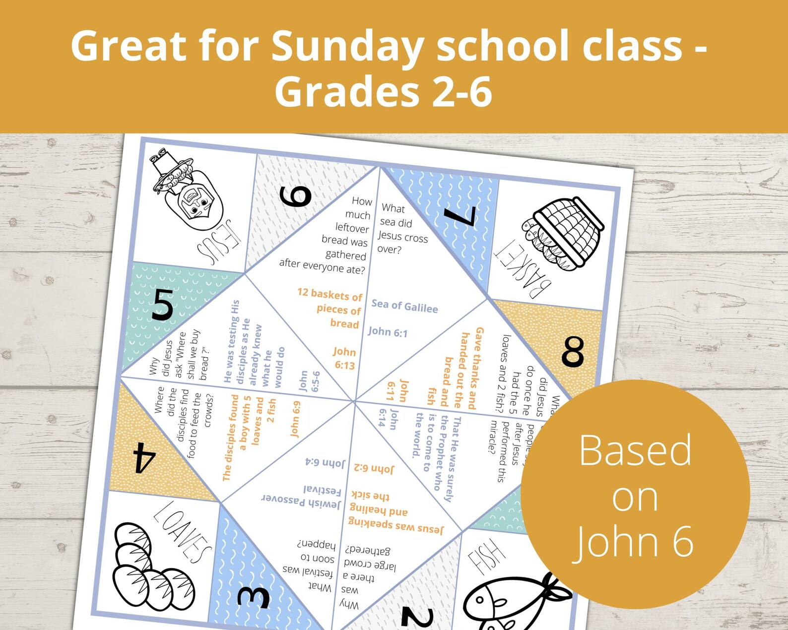 Loaves and Fishes Craft, John 6 Bible Story Activity, Fortune Teller ...