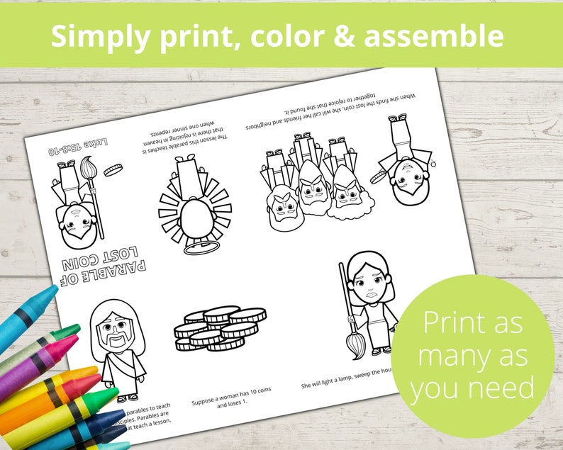 Parable of the Lost Coin, Preschool Bible, Homeschool Bible Worksheets ...