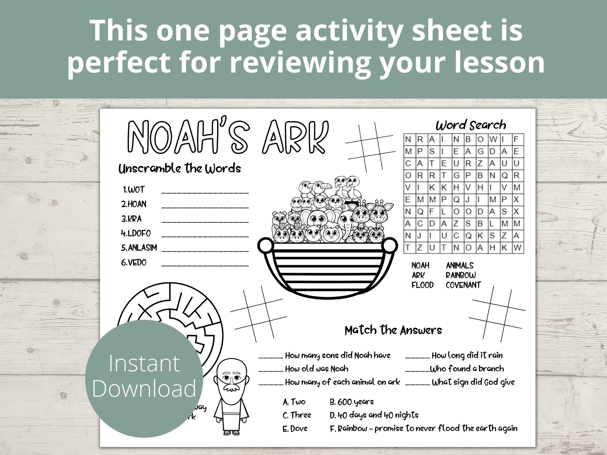 Noahs Ark Activities, Bible Story for Kids, Noahs Ark Craft, Church ...