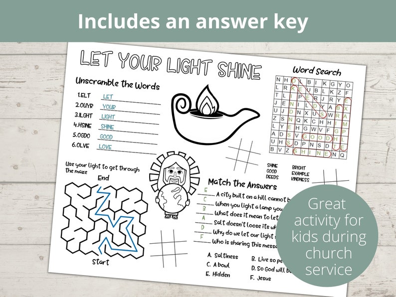 Let Your Light Shine, Bible Activity, Church Kids Activity, Sunday ...
