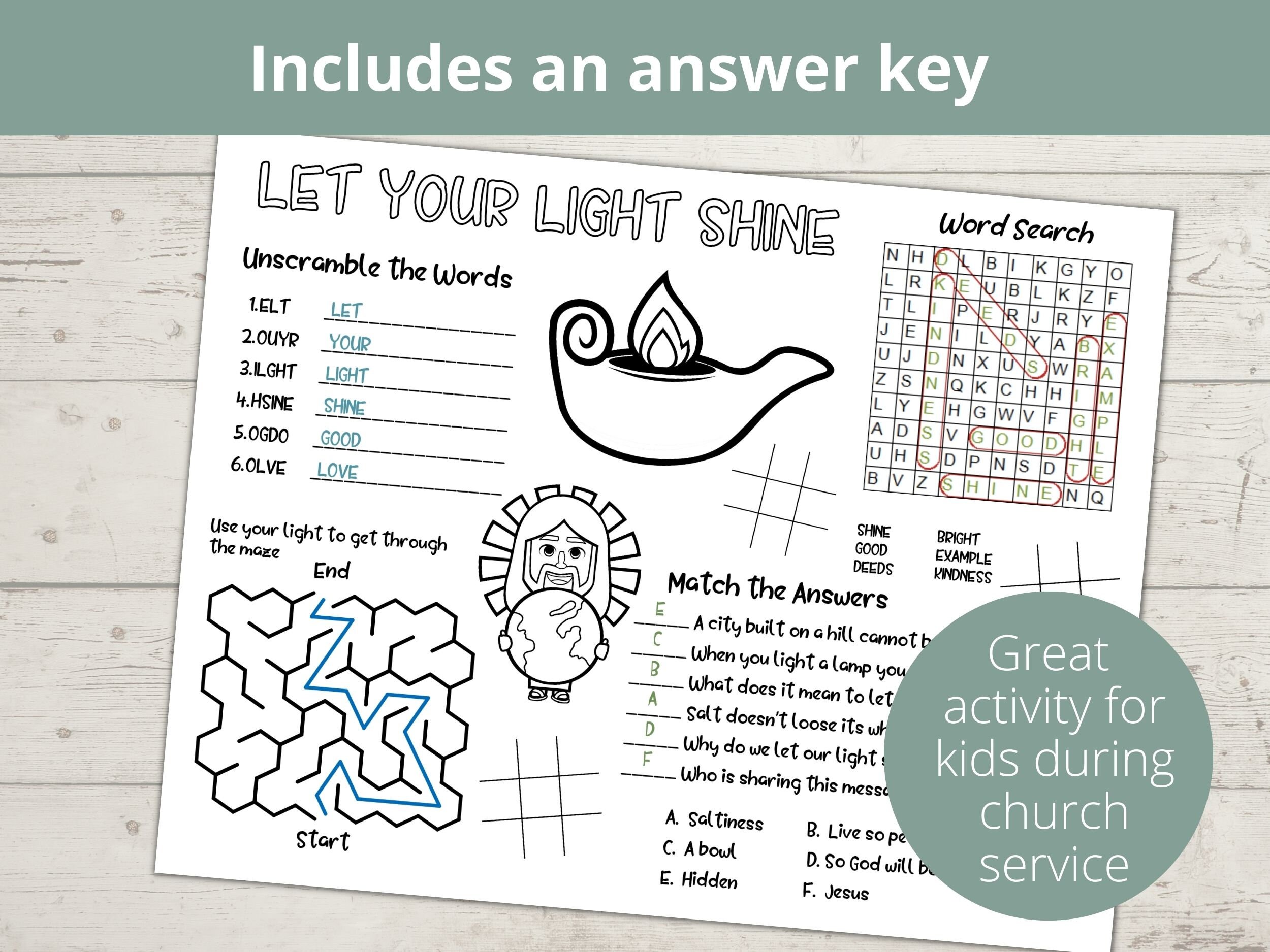 Let Your Light Shine, Bible Activity, Church Kids Activity, Sunday ...