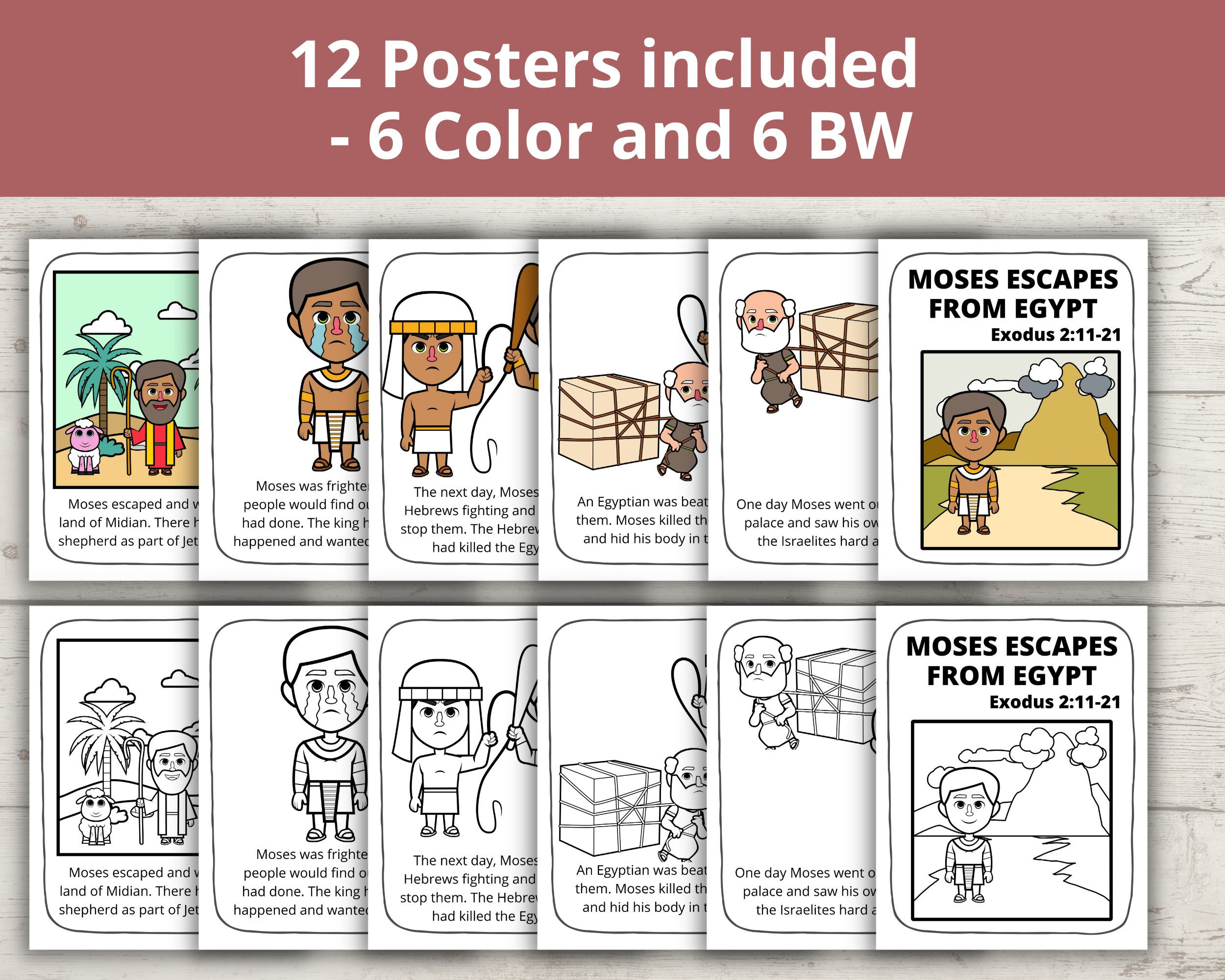 Moses Escapes Egypt Bible Posters for Kids Moses Craft - Etsy