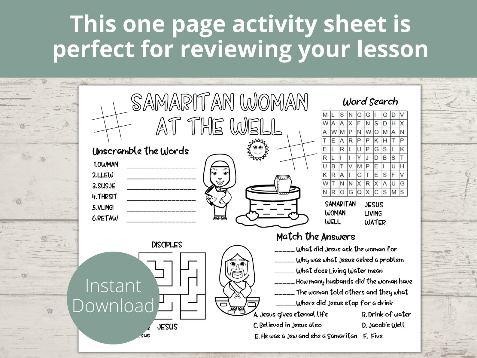Woman at the Well, Bible Activity, Samaritan Woman, Church Kid Activity ...
