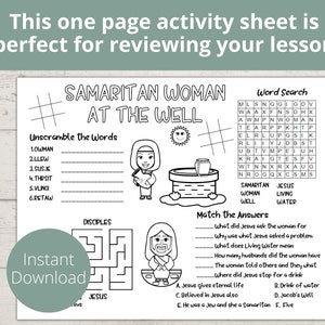 Woman at the Well, Bible Activity, Samaritan Woman, Church Kid Activity ...