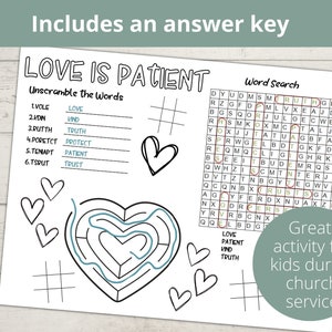 Love is Patient Love is Kind, Bible Activity, Church Kids Activity ...