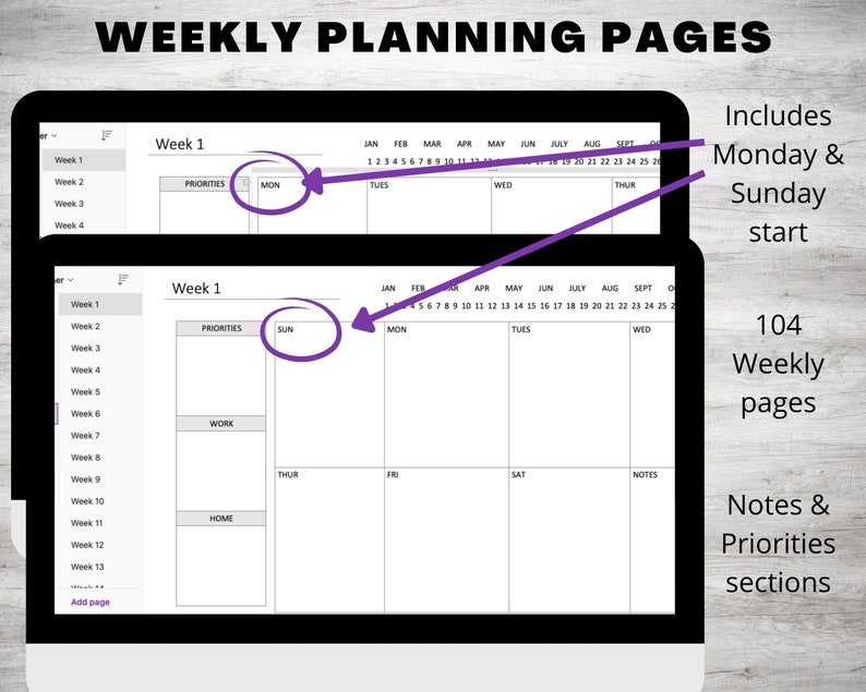 Onenote Digital Yearly Planner, Undated Onenote Planner Template ...