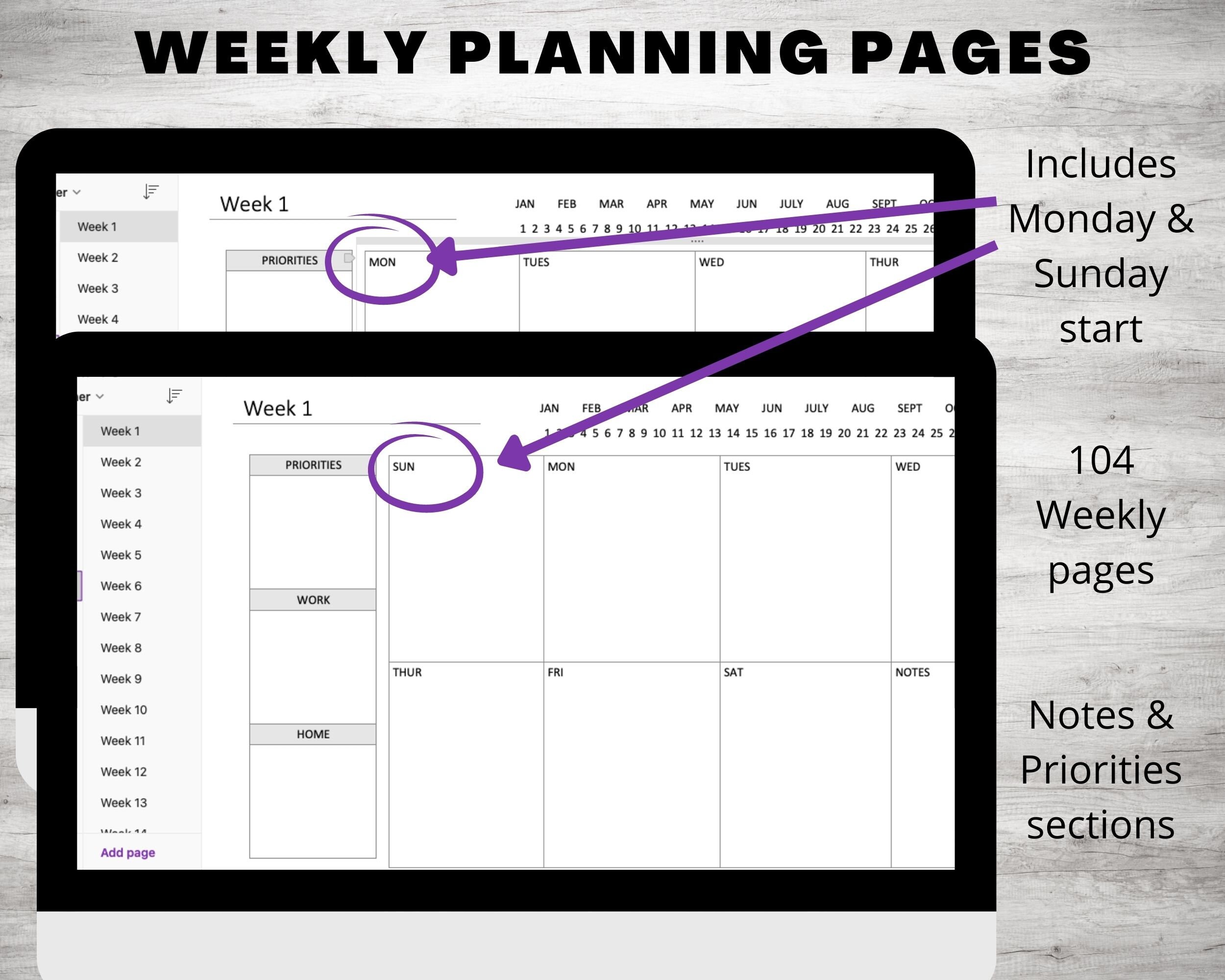 Onenote Digital Yearly Planner, Undated Onenote Planner Template ...