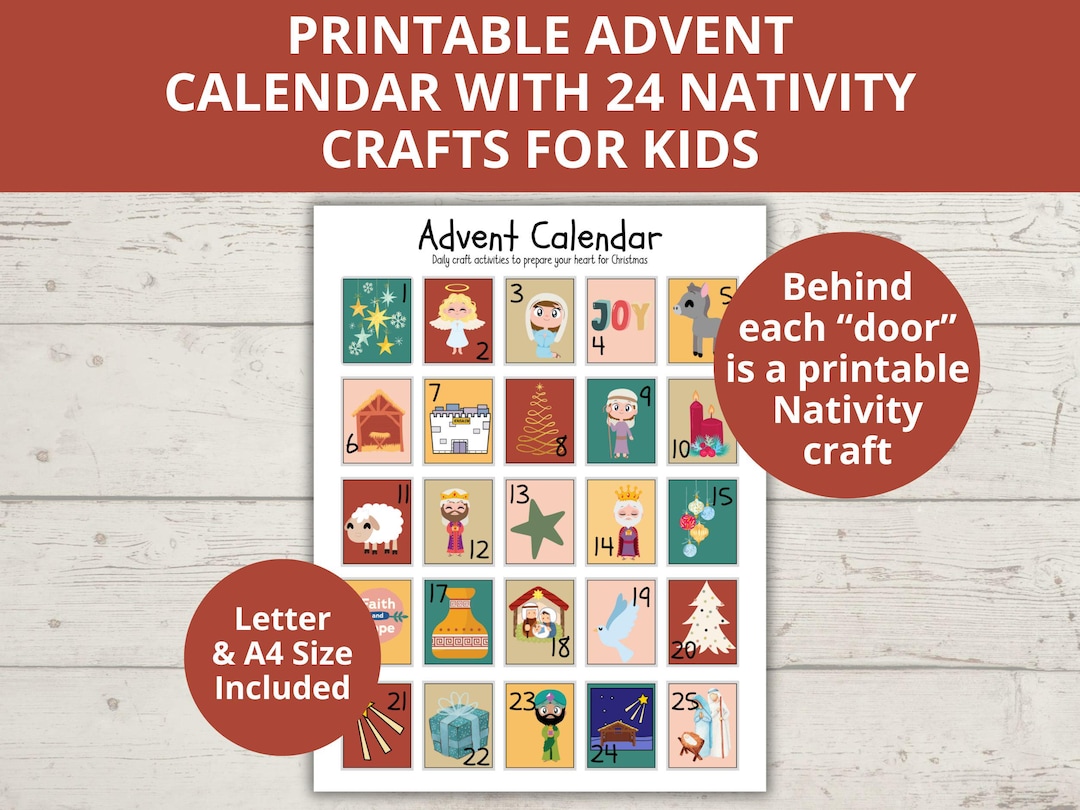 Bible Crafts for Kids, Nativity Craft Kit, Bible Kids, Printable Advent ...