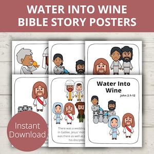 Jesus Turns Water Into Wine, Miracles of Jesus, Bible Story Posters for ...