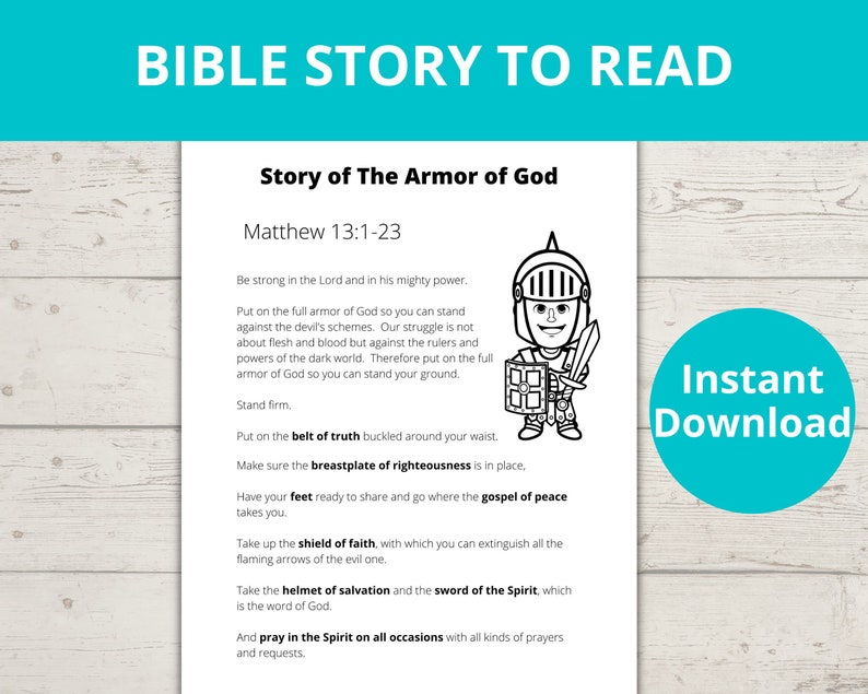 Armor of God, Put on the Full Armor of God, Bible Activities for Kids ...