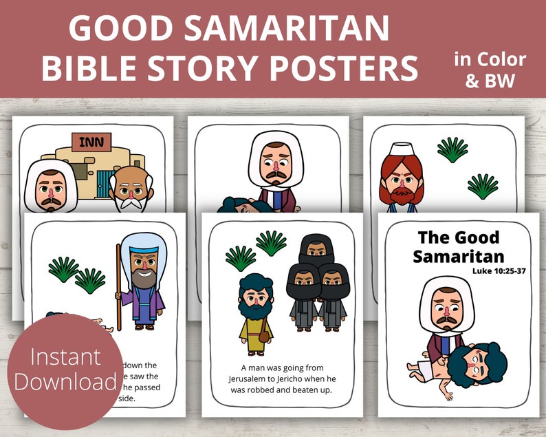 Good Samaritan Activity Bible Story Poster Bible Coloring - Etsy