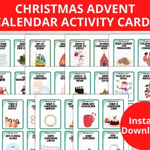 Advent Activity Cards, Advent Calendar Card, Christmas Advent Calendar ...