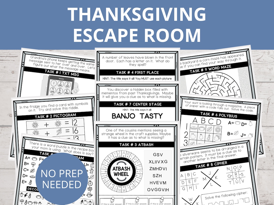 Thanksgiving Escape Room, Thanksgiving Games Printable, Escape Room ...
