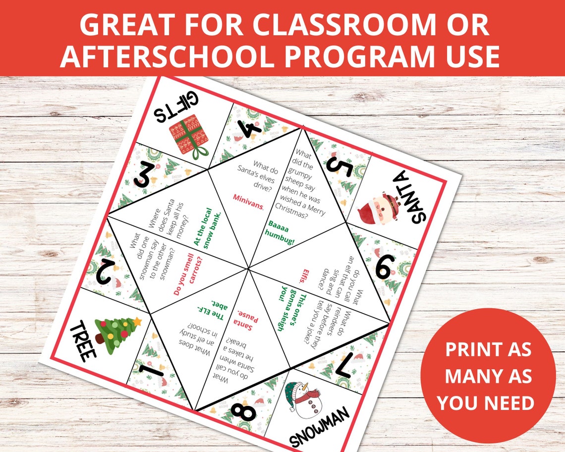 Christmas Joke Teller Fortune Teller Cootie Catcher - Etsy