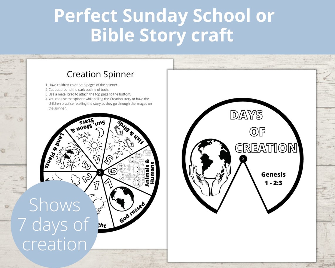 Days of Creation Sunday School Craft, Bible Story Activities, in the ...
