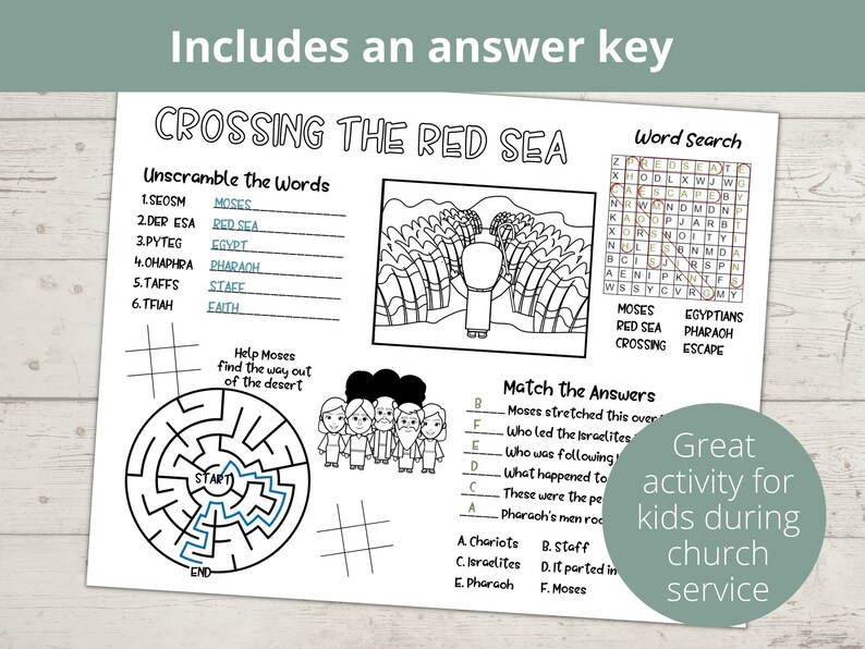 Crossing the Red Sea Craft, Moses and Red Sea, Church Kids Activity ...