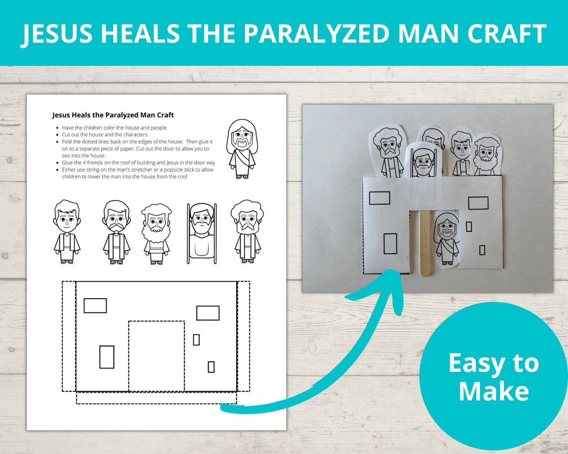 Jesus Heals a Paralyzed Man, Jesus Miracles Crafts, Sunday School ...