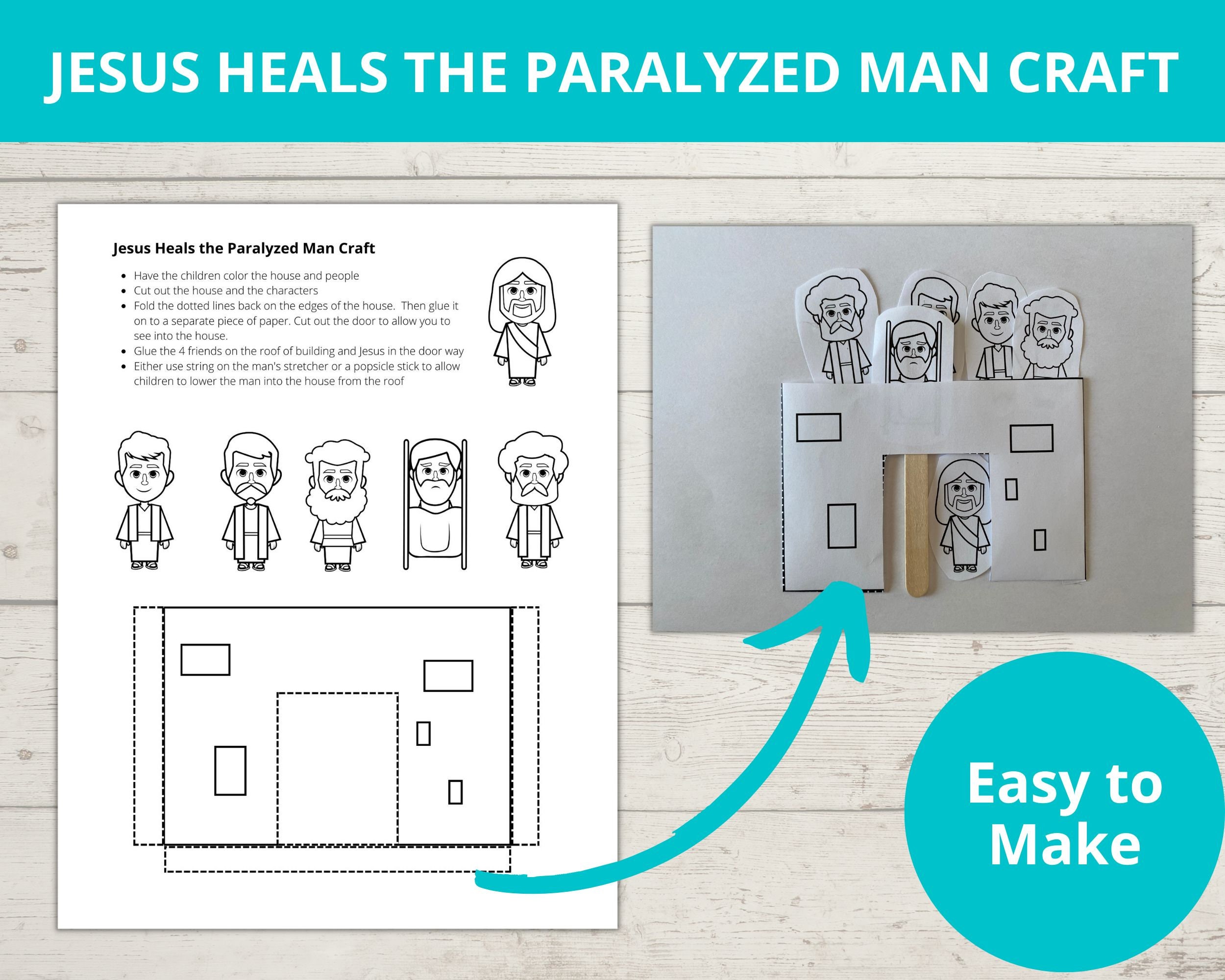 Jesus Heals a Paralyzed Man Jesus Miracles Crafts Sunday - Etsy