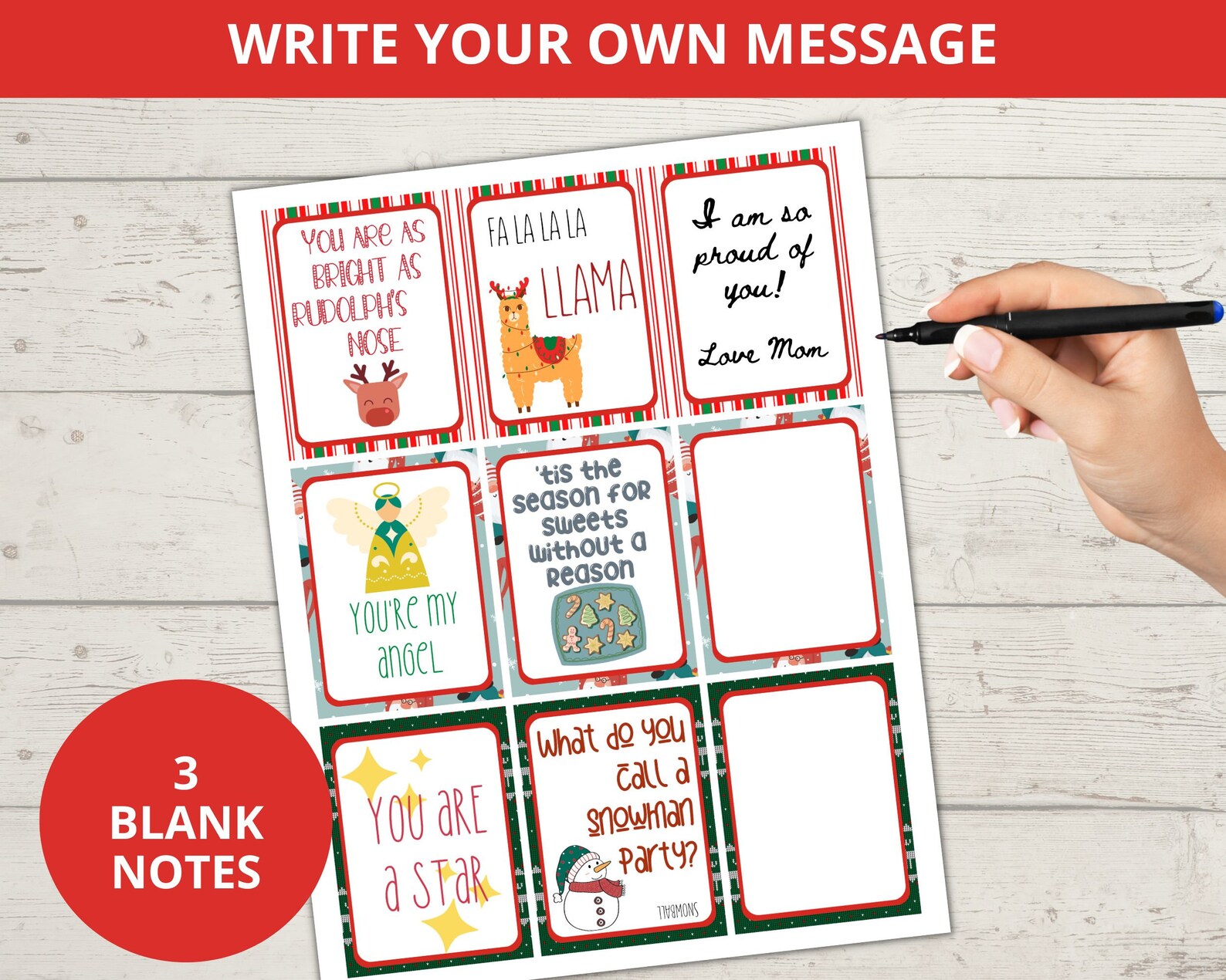 Christmas Lunchbox Notes, Lunchbox Notes for Kids, Positive ...