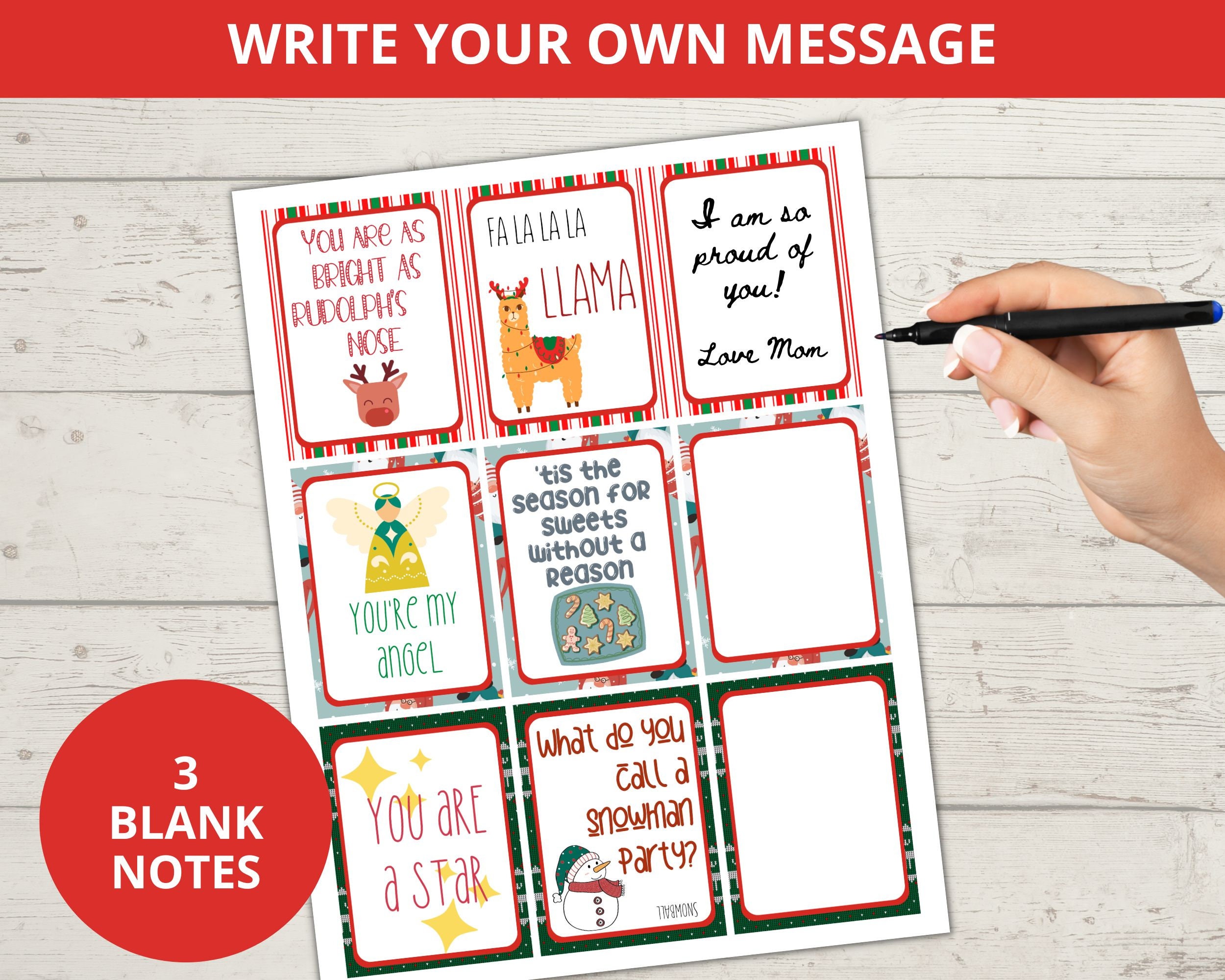Christmas Lunchbox Notes, Lunchbox Notes for Kids, Positive ...