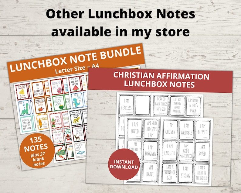 Christian Lunchbox Notes, Scripture Lunch Notes, Scripture Lunch Box ...