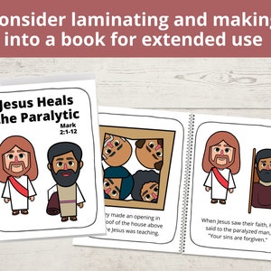 Jesus Heals Paralytic, Jesus Heals Paralyzed Man, Bible Story Poster ...