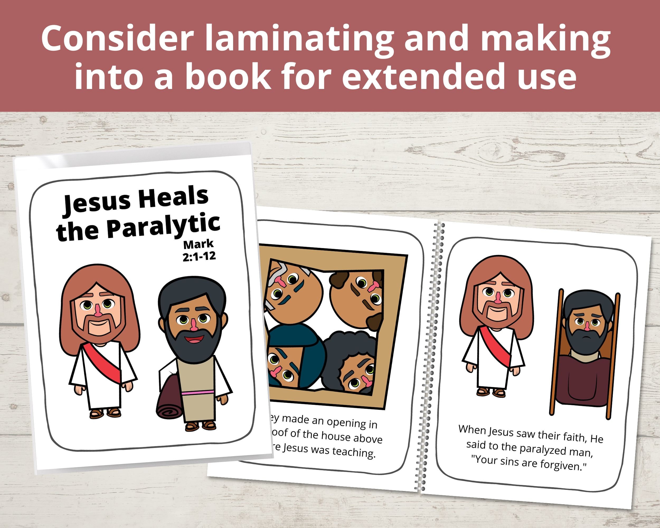 Jesus Heals Paralytic, Jesus Heals Paralyzed Man, Bible Story Poster ...