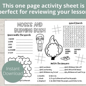 Moses and Burning Bush Coloring Page, Moses Craft, Bible Activity ...