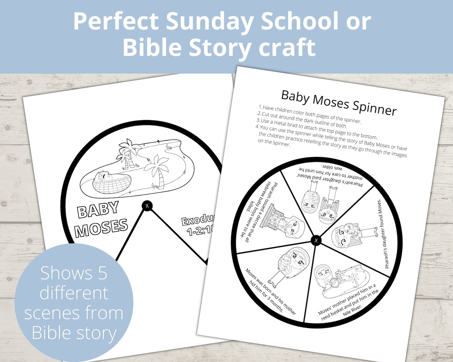 Baby Moses Sunday School Craft, Bible Story Activities for Kids, Moses ...