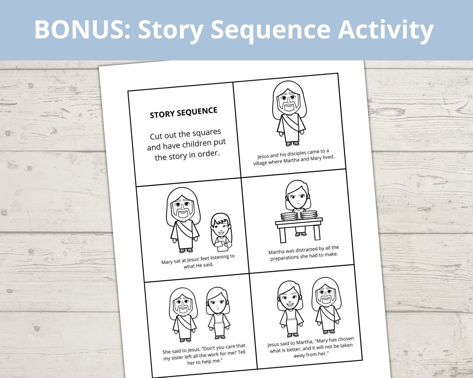 Mary and Martha, Luke 10, Kids Bible Craft, Bible Story Printable, Homeschool Bible Worksheets ...