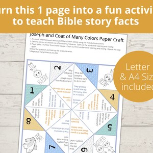 Joseph and Coat of Many Colors, Cootie Catcher, Story of Joseph, Sunday ...