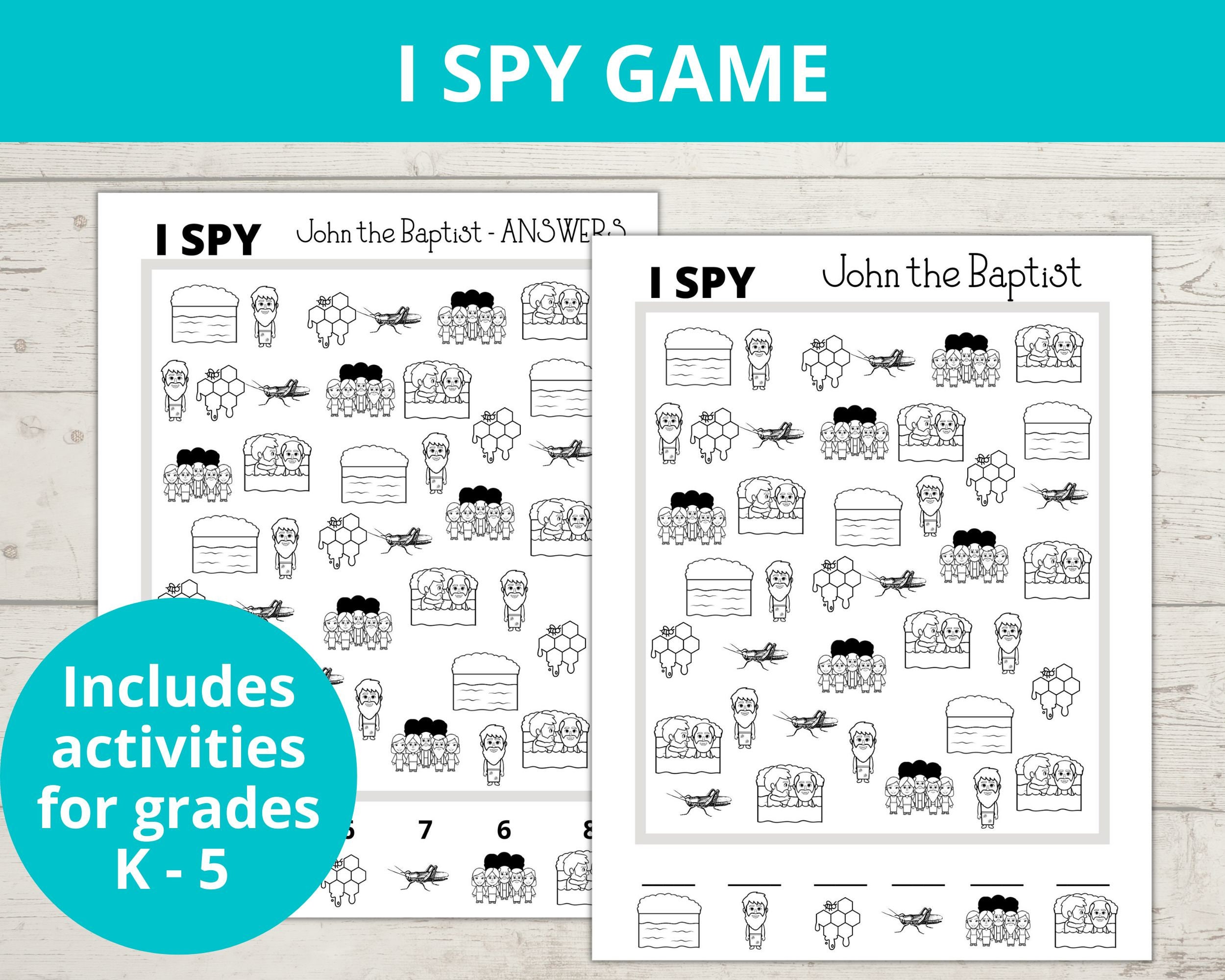 John the Baptist Craft, I Spy, Word Search, Bible Story for Kids ...