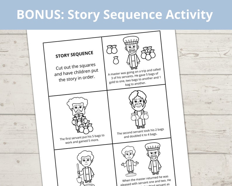 Parable of the Talents, Jesus Teaching, Bible Story Activity, Sunday ...