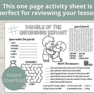 Parable of Unforgiving Servant, Forgiveness Christian, Sunday School ...