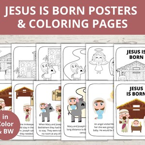Jesus is Born, Bible Poster, Nativity Coloring Page, Bible Coloring ...
