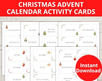 Christmas Advent Calendar Activity Cards, Countdown to Christmas ...