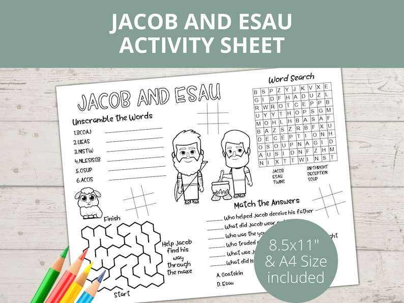 Jacob and Esau Craft, Bible Activity, Church Kids Activity, Sunday ...