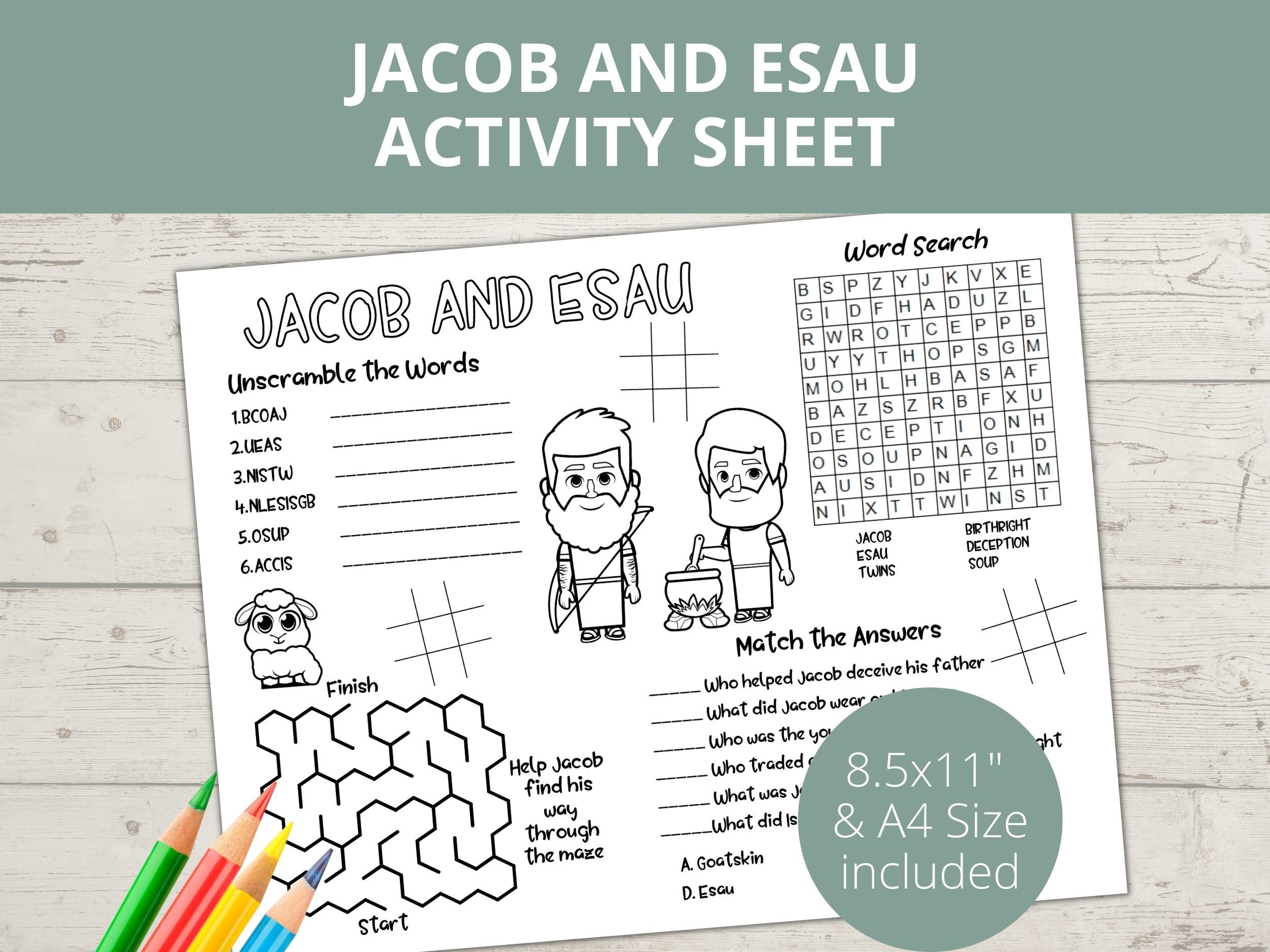 Jacob and Esau Craft, Bible Activity, Church Kids Activity, Sunday ...