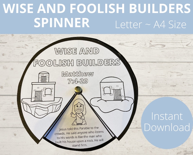 Wise and Foolish Builders Sunday School Craft Bible Story - Etsy