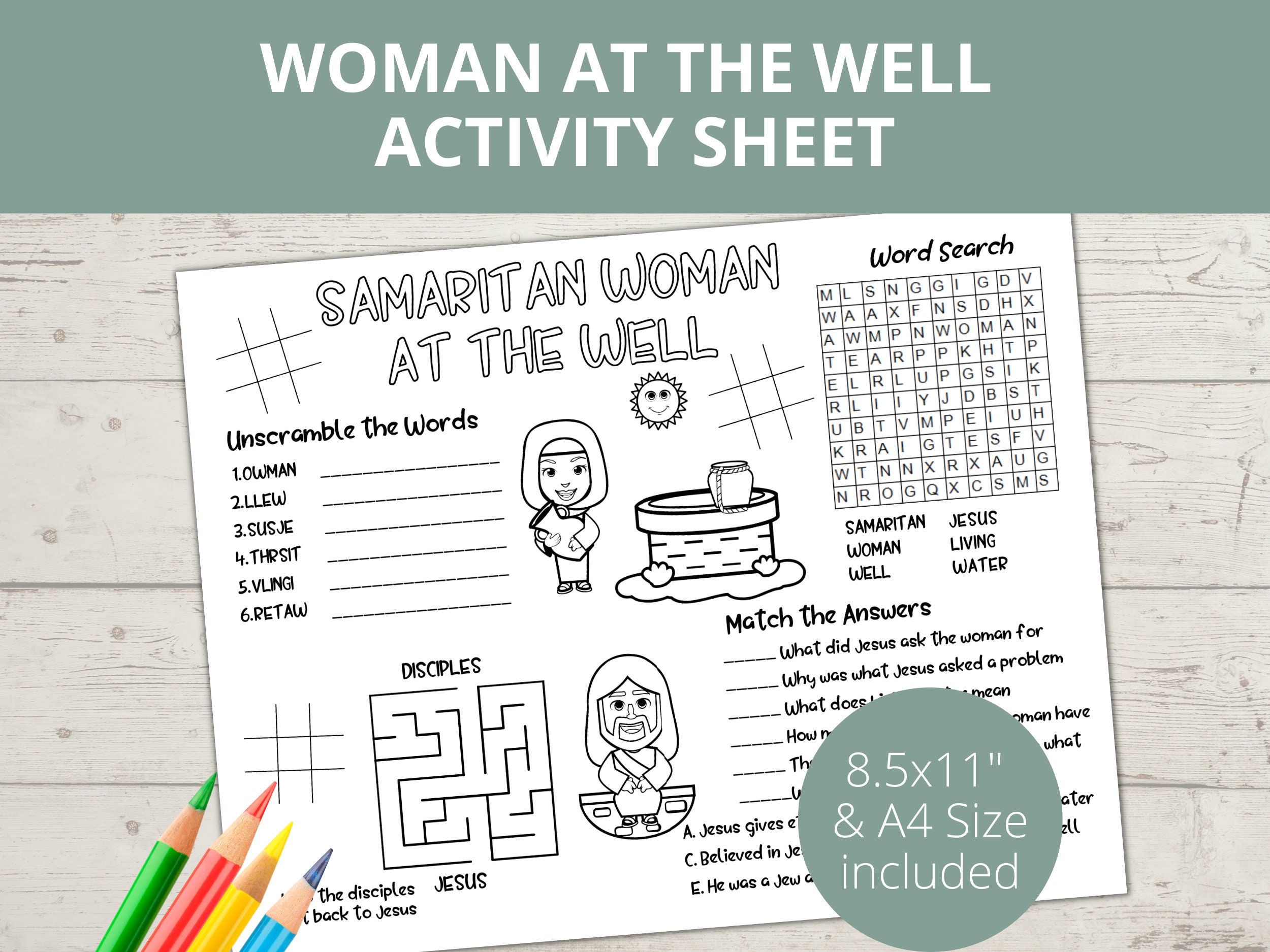 Woman at the Well, Bible Activity, Samaritan Woman, Church Kid Activity ...