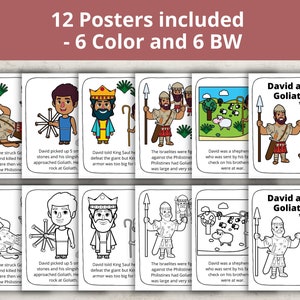 David and Goliath Lesson, Bible Story Poster, Bible Coloring Pages for ...