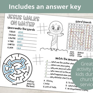 Jesus Walks on Water, Bible Activity Mat, Bible Activity for Kids ...