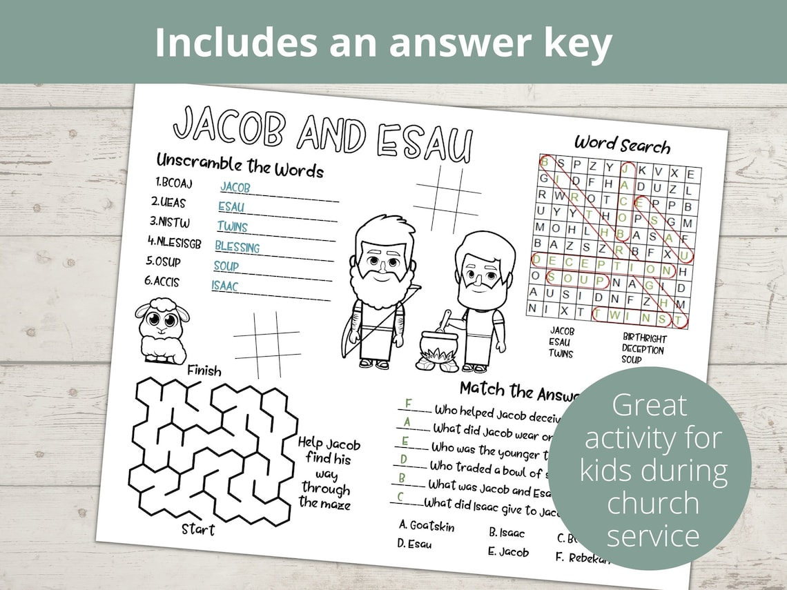 Jacob and Esau Craft, Bible Activity, Church Kids Activity, Sunday ...