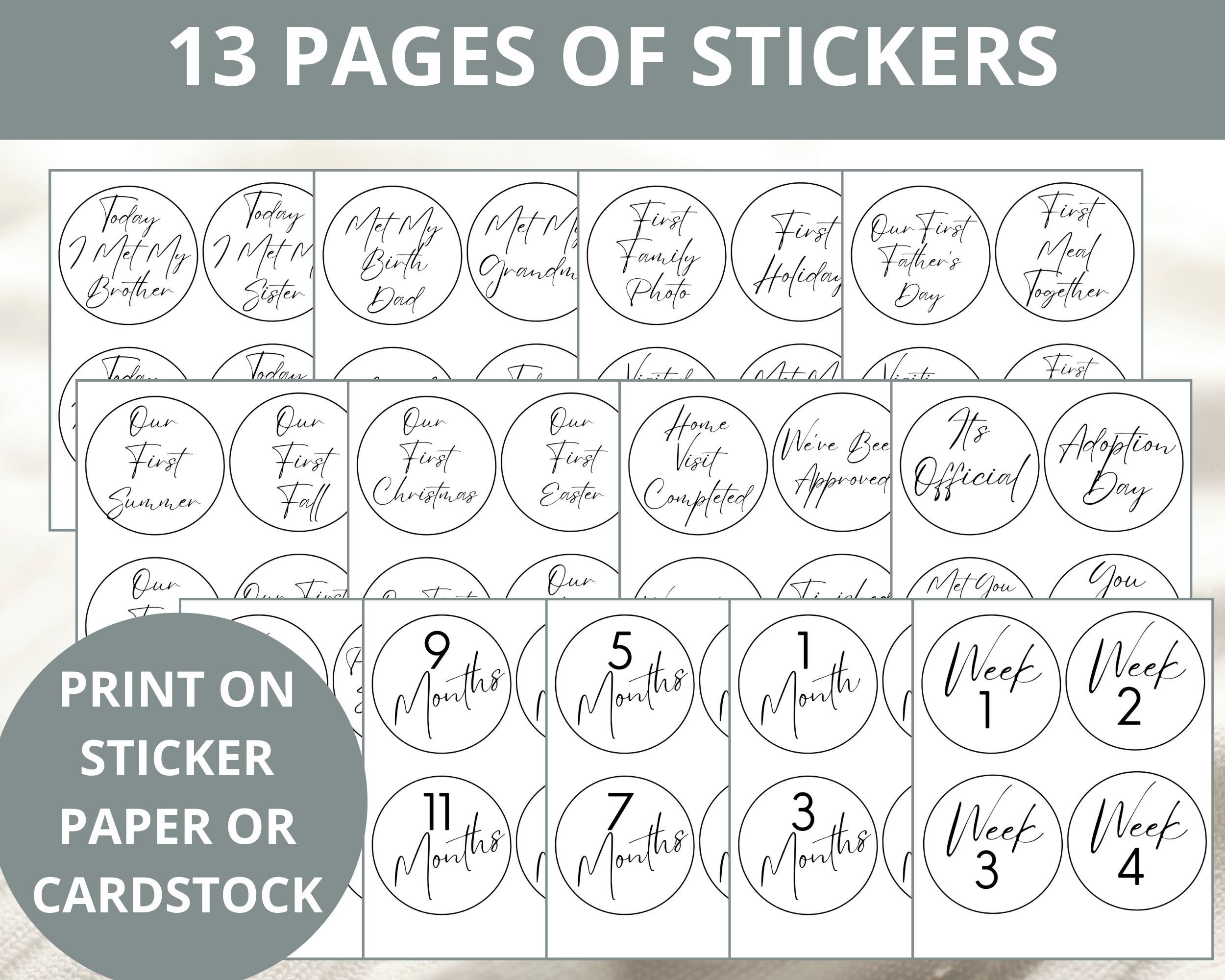 Adoption Milestone Stickers, Printable Milestone, Adoption Sticker ...