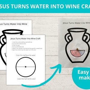 Jesus Turns Water Into Wine Bible Story Activities, Sunday School Craft ...